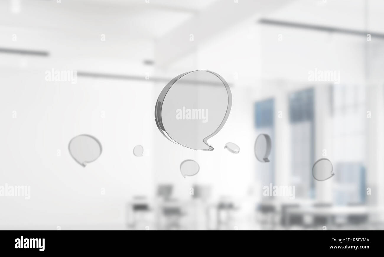 Concept of communication by glass empty chat icon on office background ...