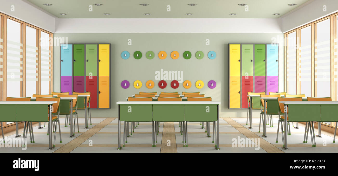 Modern colorful classroom Stock Photo - Alamy