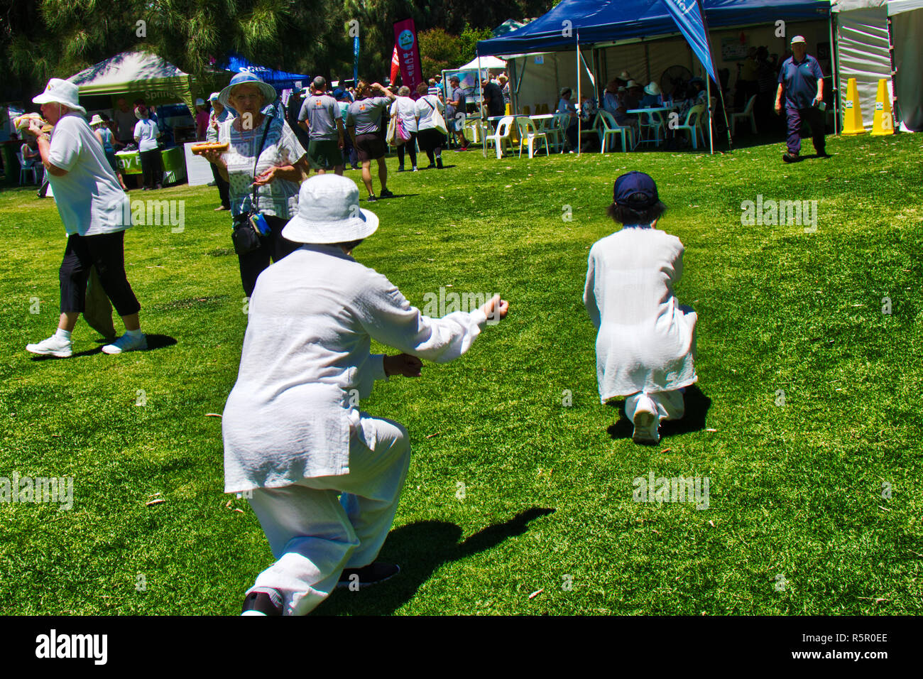 seniors moving smoothly on have a go day Stock Photo - Alamy