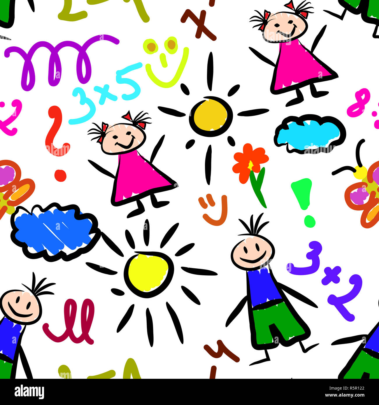 kid drawings seamless pattern background beautiful banner wallpaper ...
