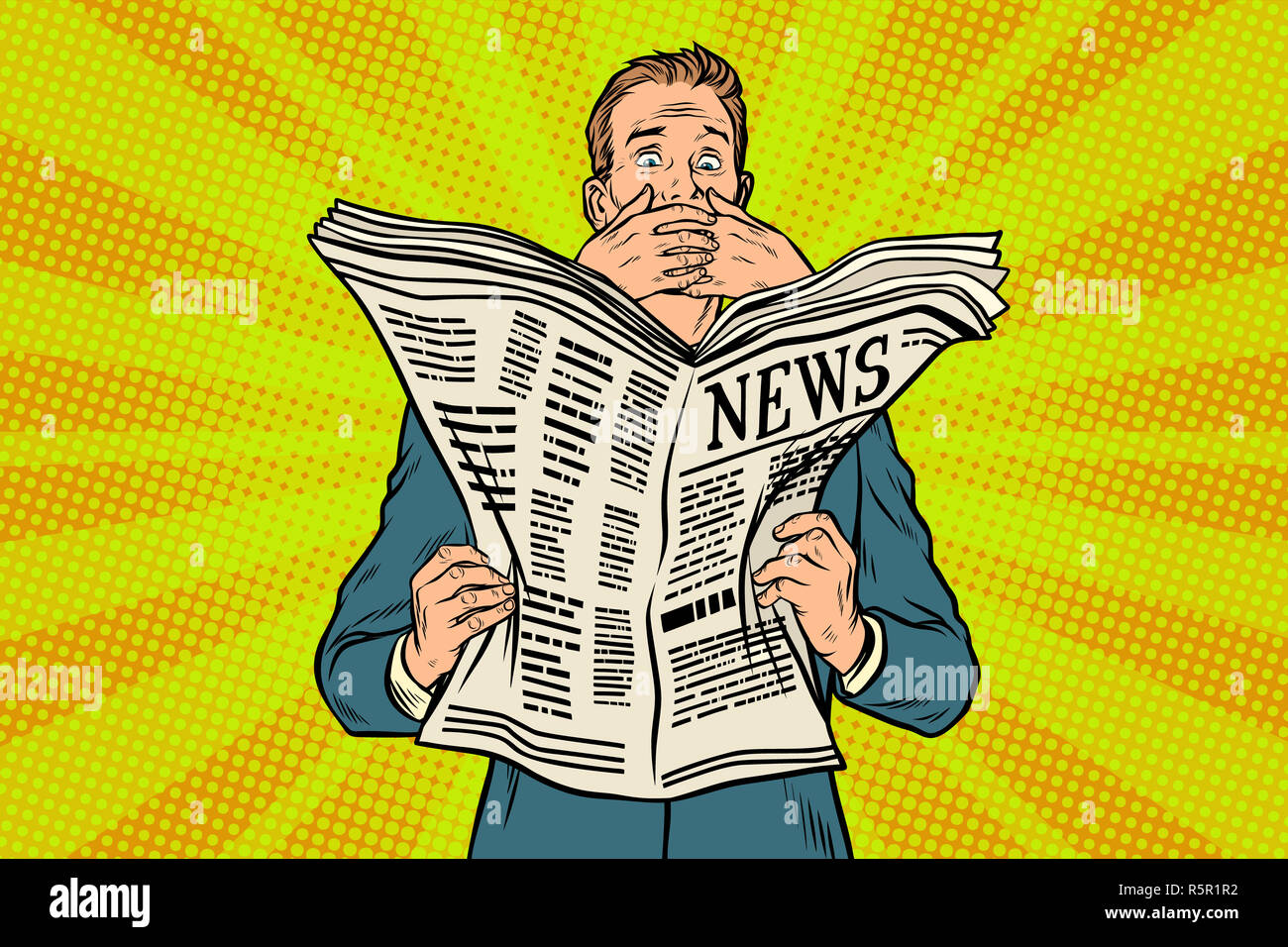 Scary scary bad news in the newspaper, reader response Stock Photo - Alamy