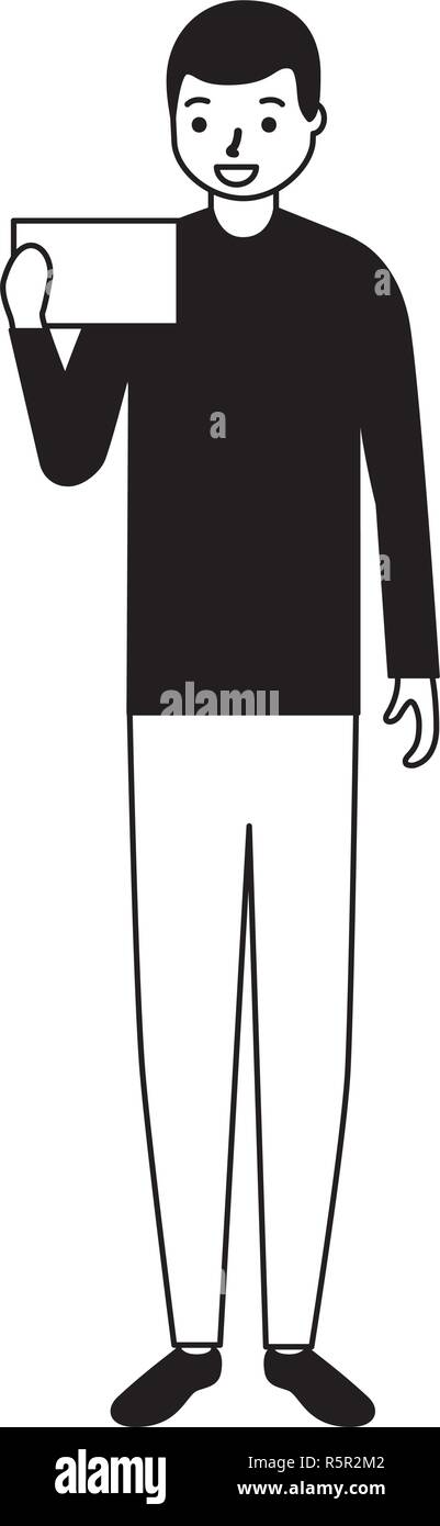 man using cellphone device white background vector illustration Stock ...