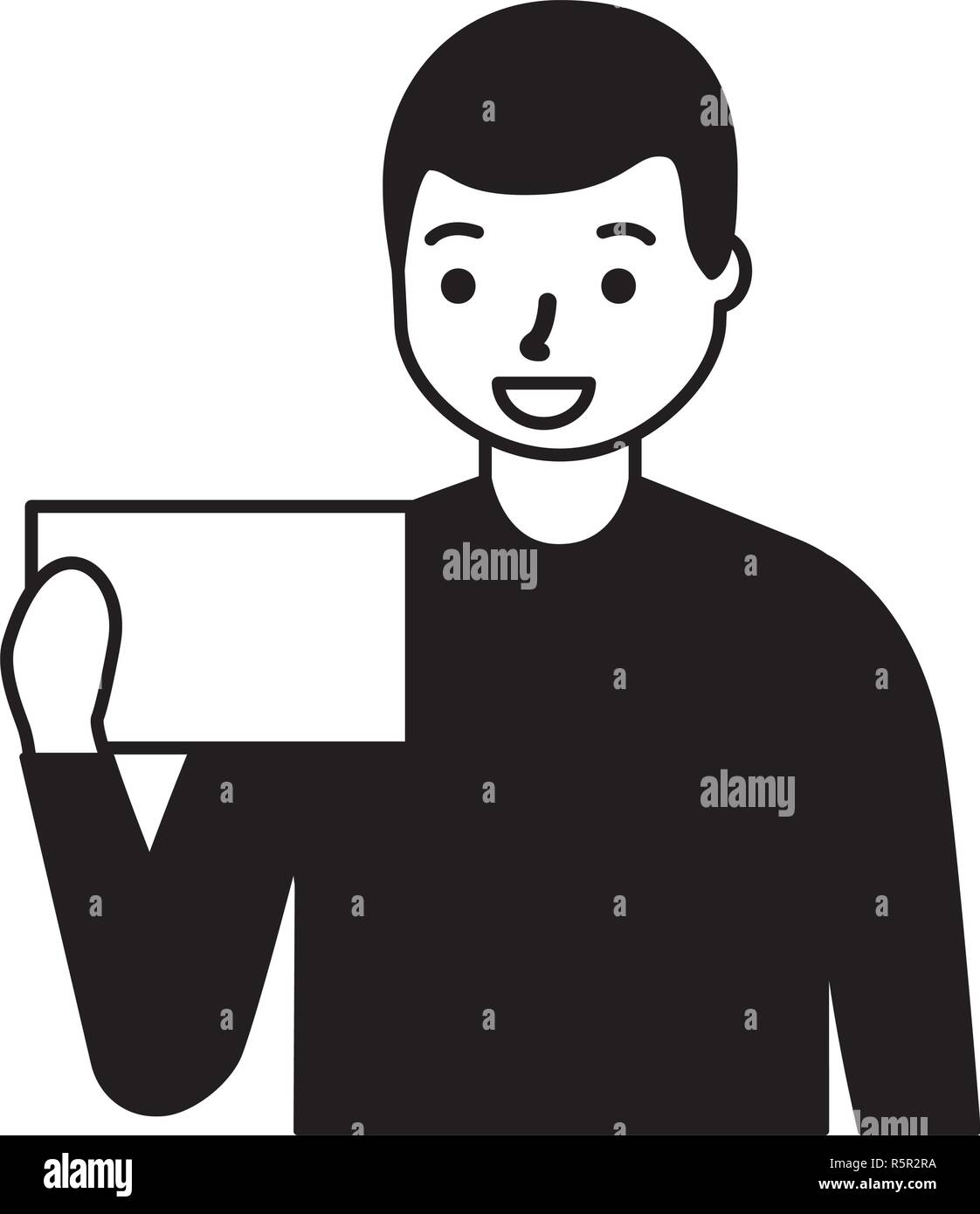 man using cellphone device white background vector illustration Stock ...