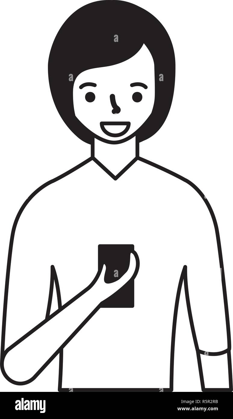 woman using cellphone device white background vector illustration Stock ...