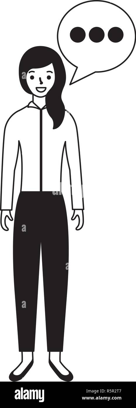 woman standing with speech bubble vector illustration Stock Vector ...