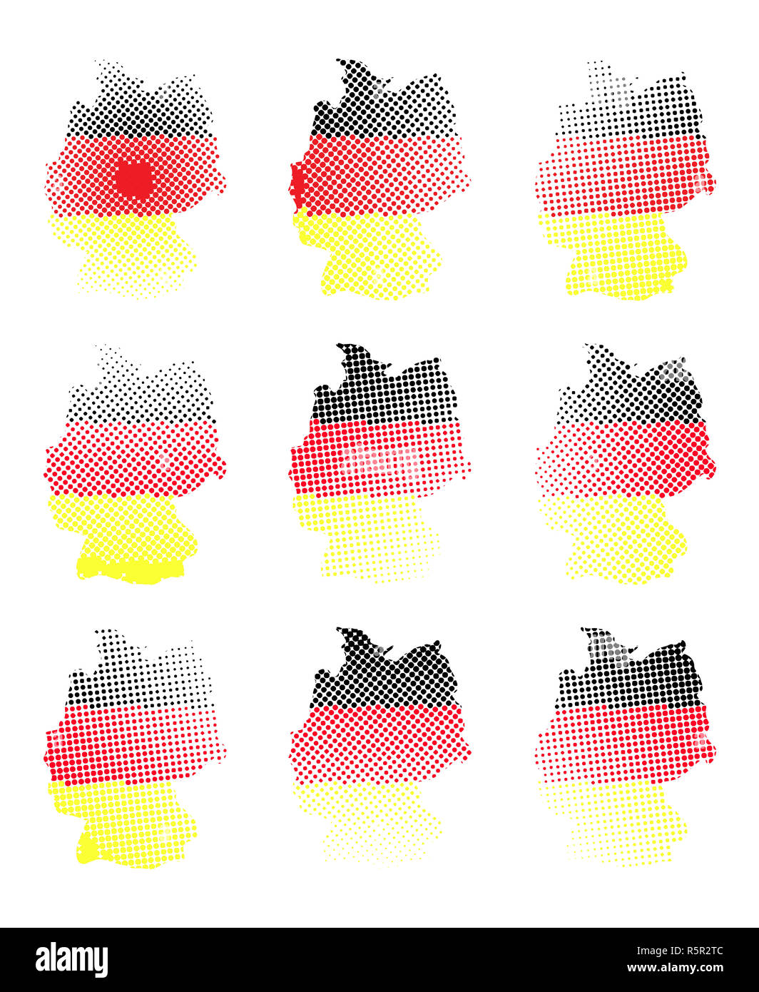 Germany map halftone vector symbol icon design. German flag color ...