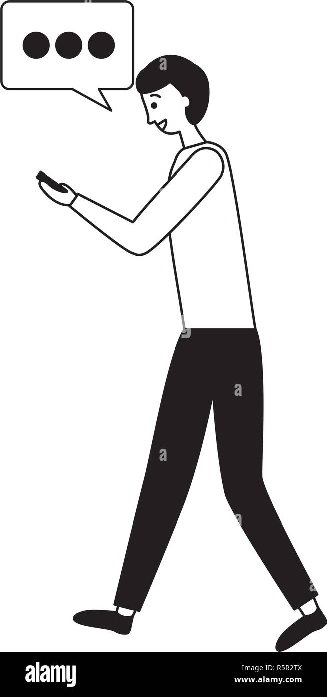 man using mobile speech bubble vector illustration Stock Vector Image ...