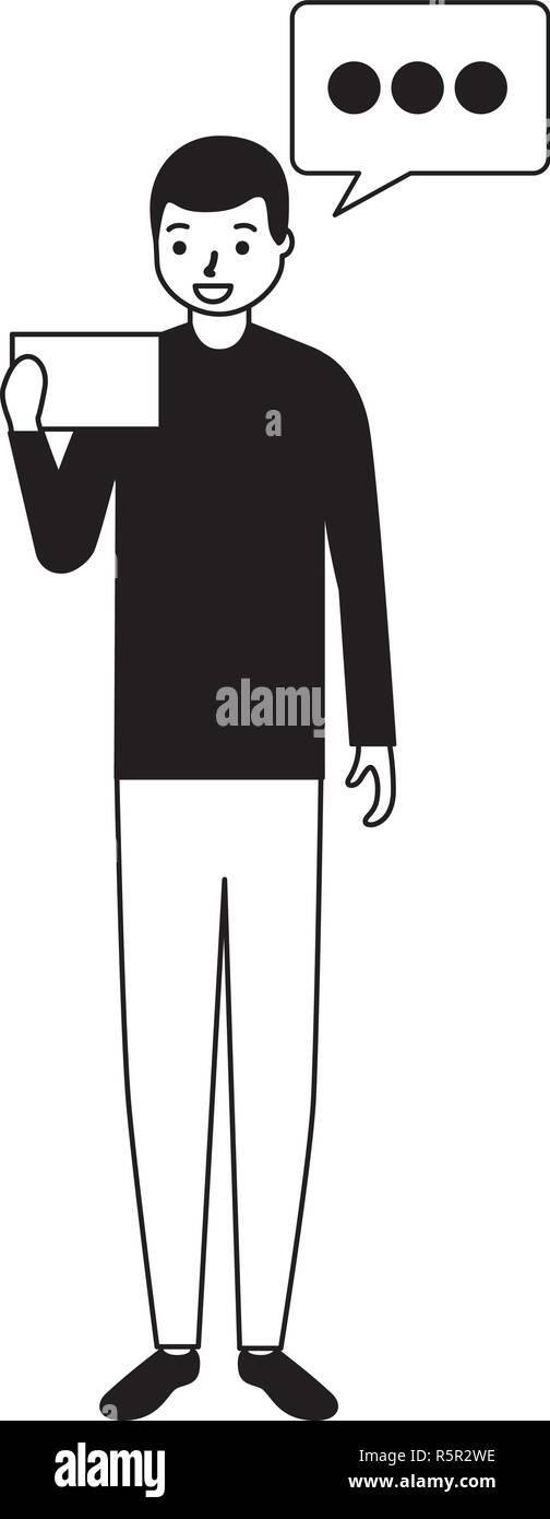man using mobile speech bubble vector illustration Stock Vector Image ...