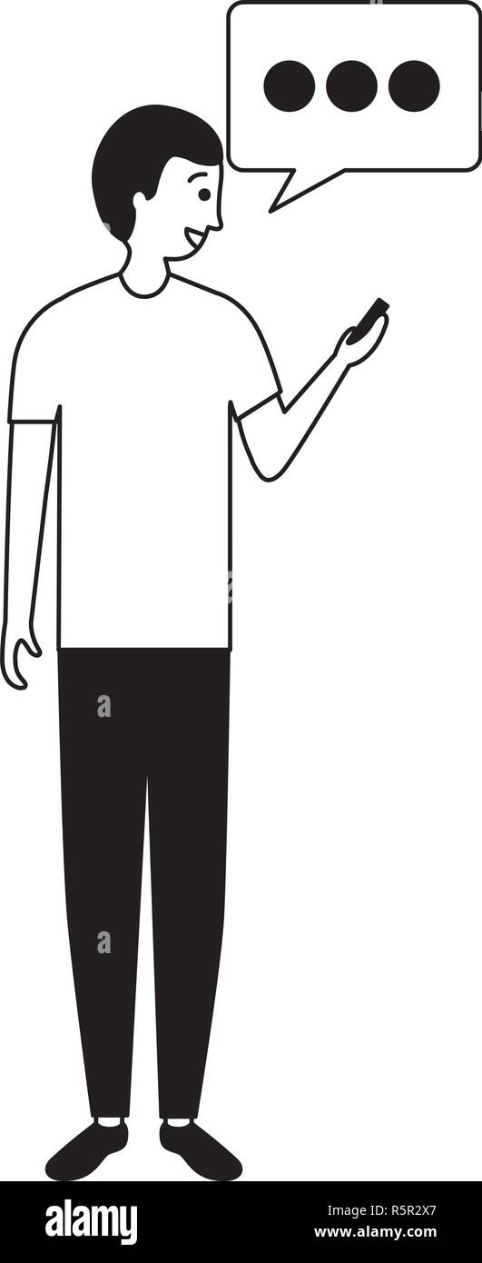 man using mobile speech bubble vector illustration Stock Vector Image ...