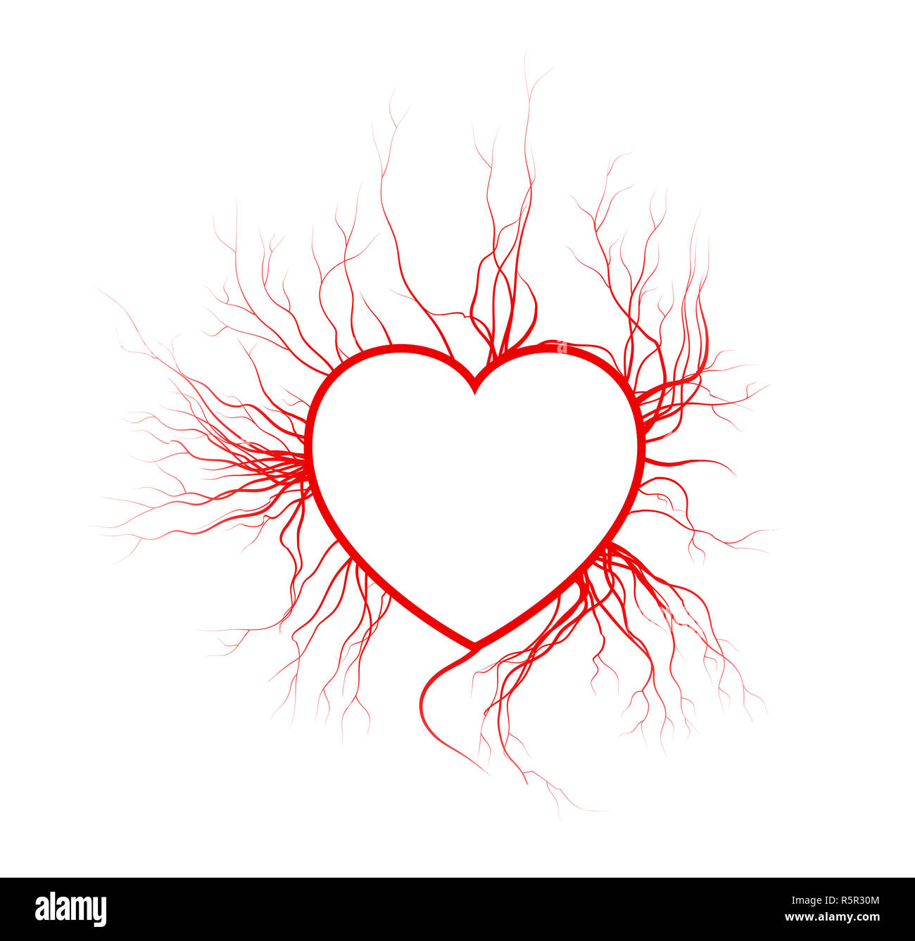 human veins with heart, red love blood vessels valentine design. Vector ...