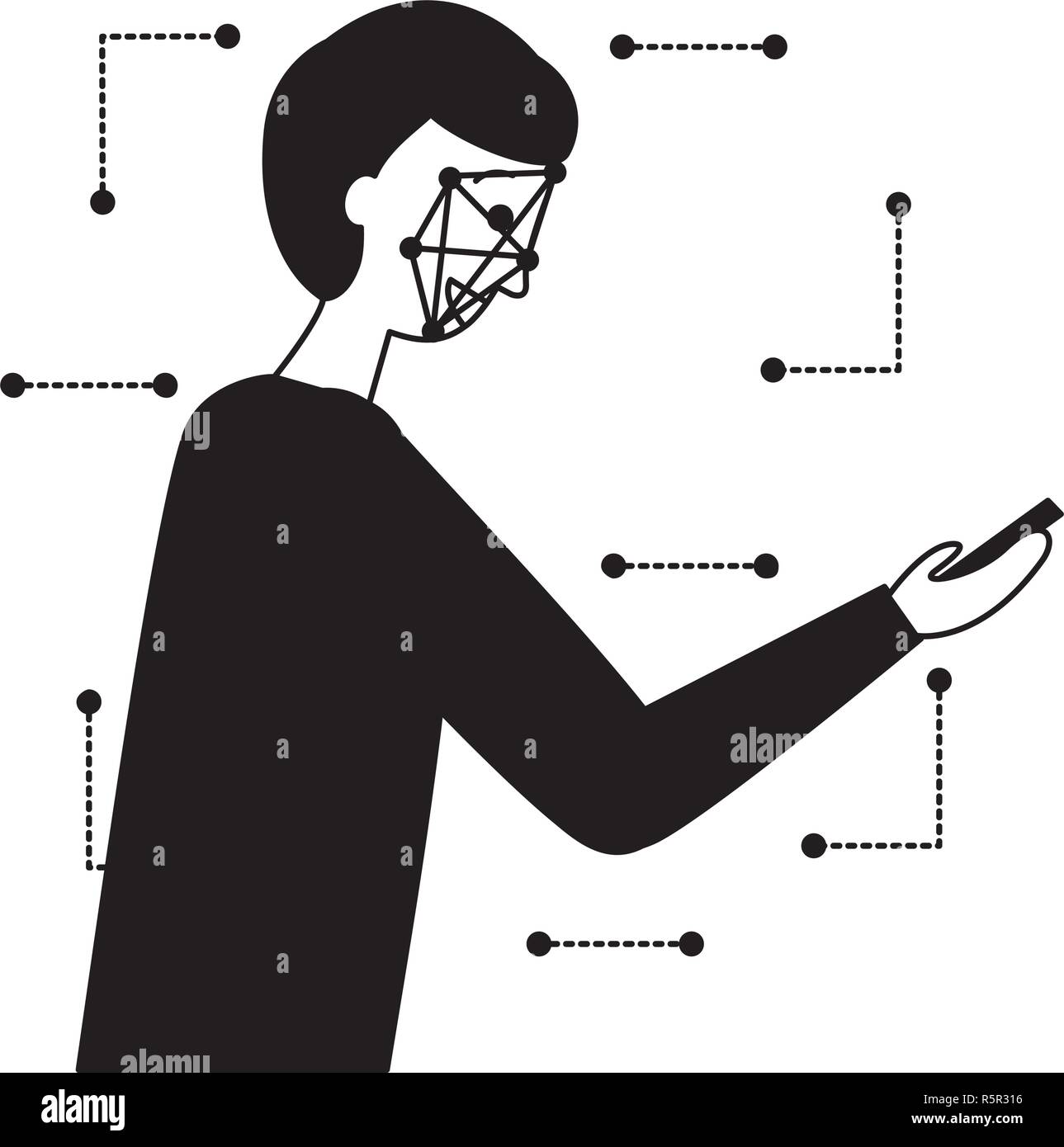 man face scan biometric digital technology vector illustration Stock ...