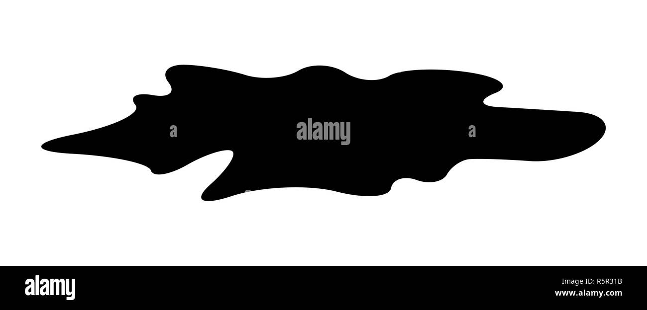 Puddle silhouette, black substance spill. stain, plash, drop. Vector ...