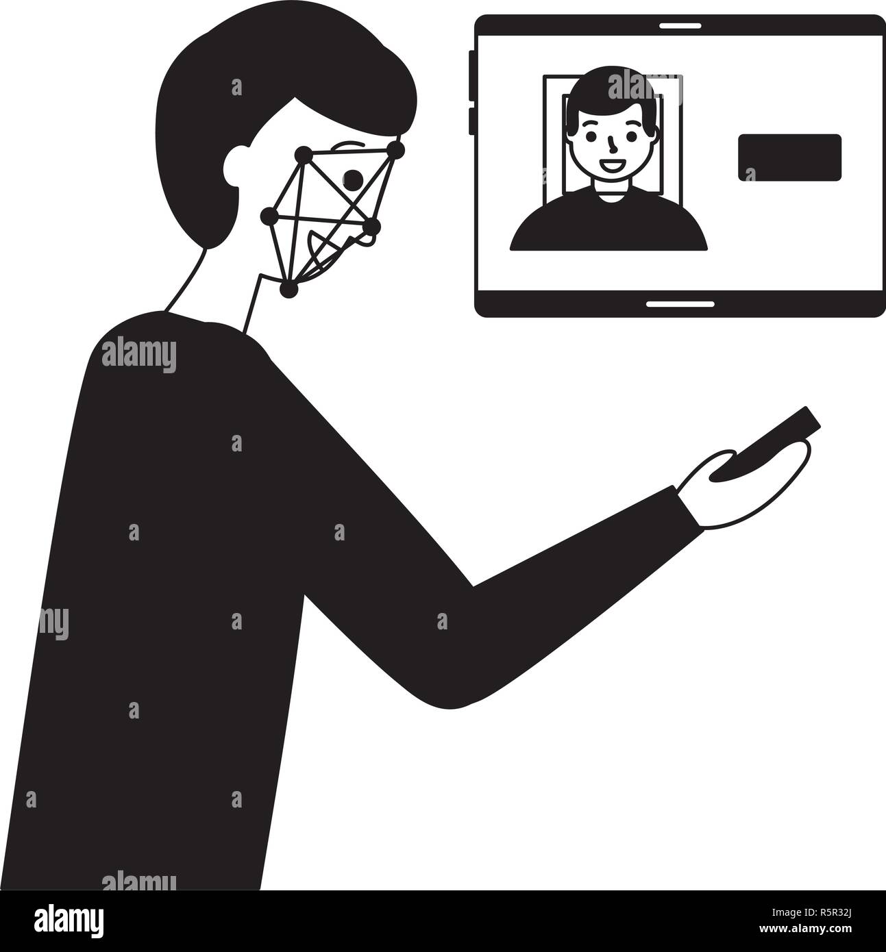 man face scan biometric digital technology vector illustration Stock ...
