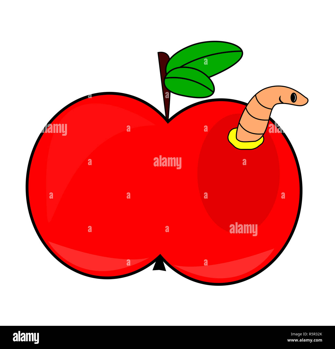 Cartoon apple with worm vector symbol icon design. illustration ...