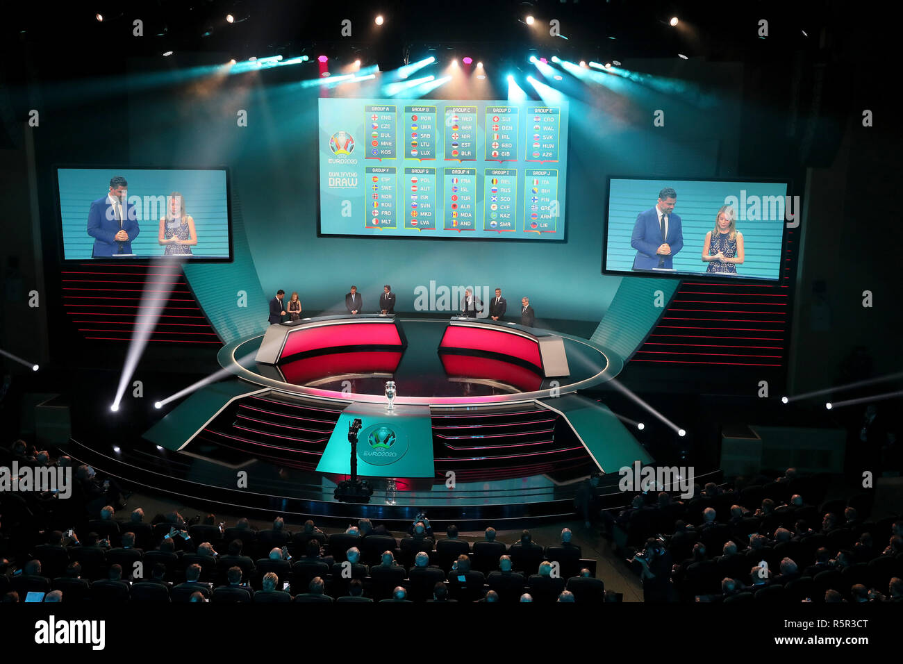 The final groups are displayed during the Euro 2020 European qualifier ...