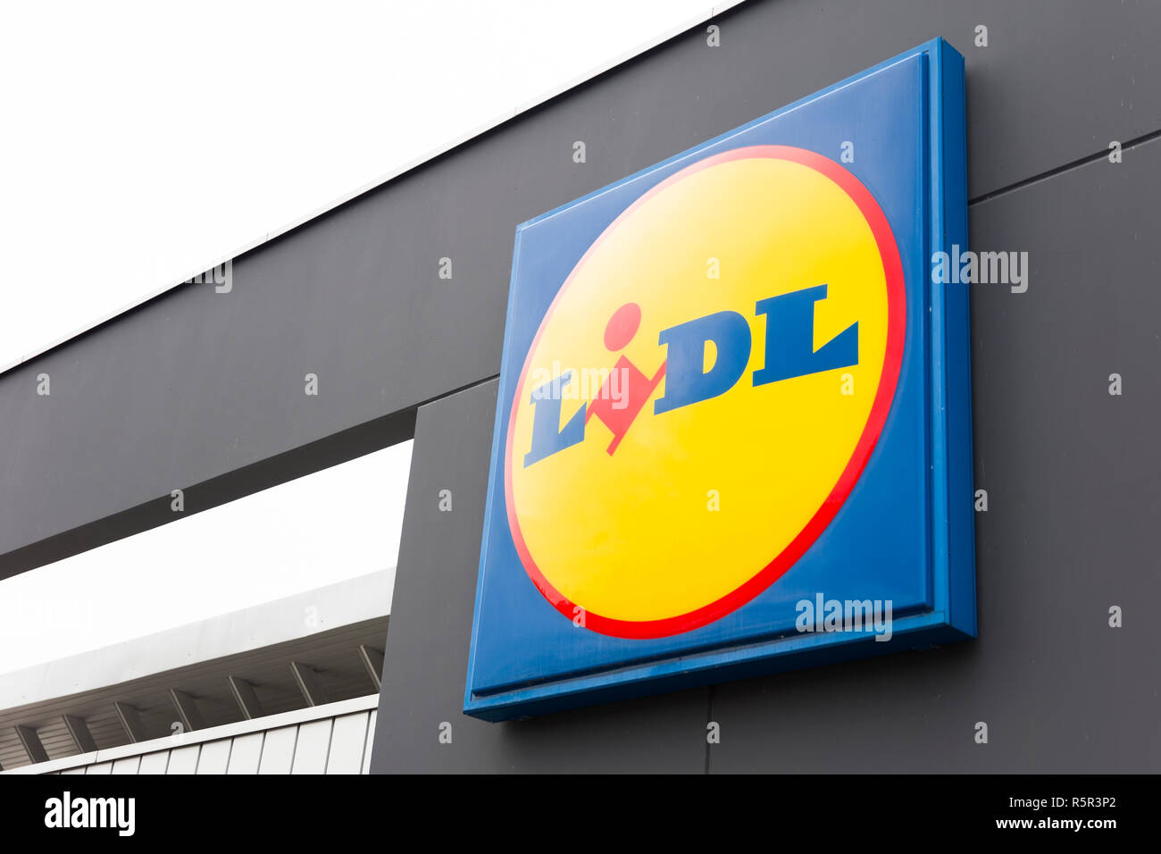 HANOVER, GERMANY - OCTOBER 25, 2018: Detail of Lidl store in Hanover ...
