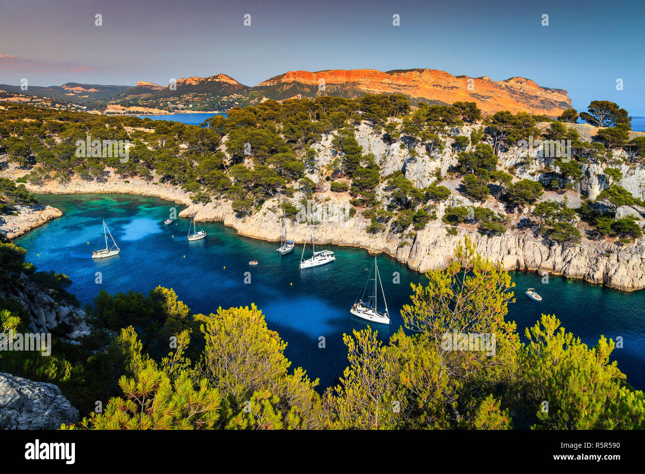 Beautiful mediterranean travel destination, Calanques de Port Pin bay ...