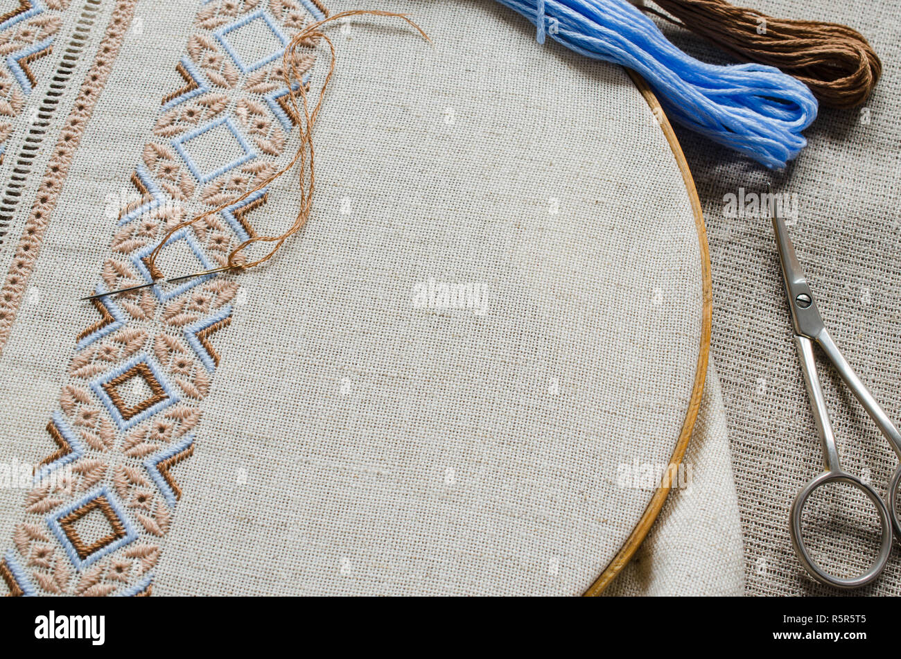 Background with embroidery texture Stock Photo - Alamy