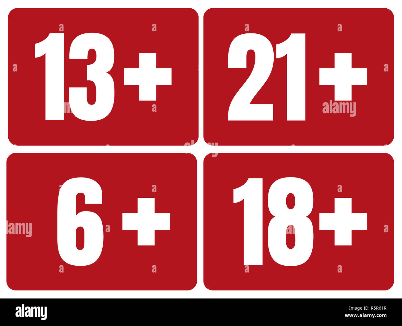Limit age icon on red background. Icons age limit vector flat ... Limit age icon on red background. Icons age limit vector flat ...