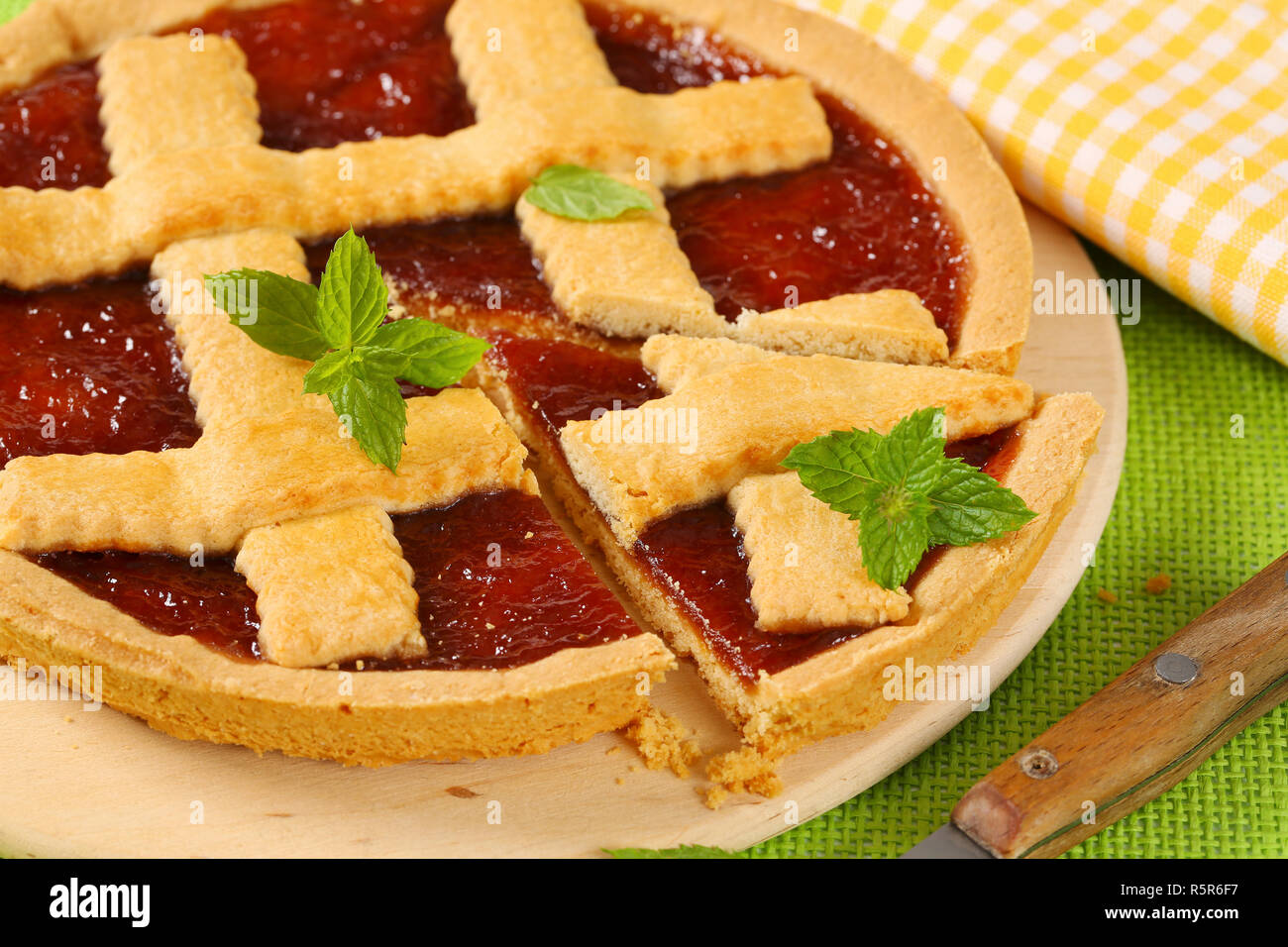 strawberry jam tart with lattice Stock Photo - Alamy