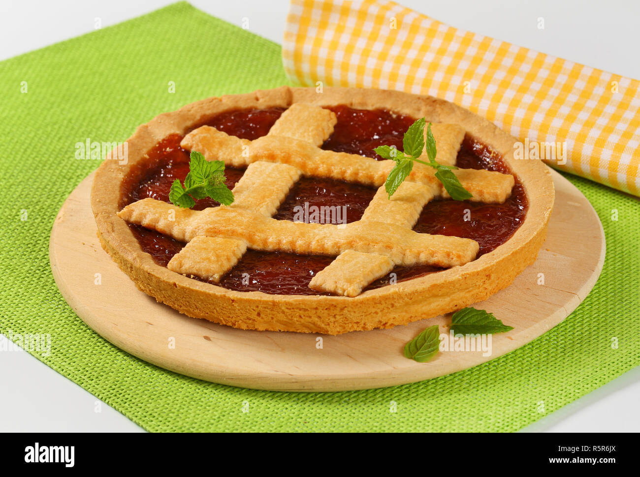 strawberry jam tart with lattice Stock Photo - Alamy