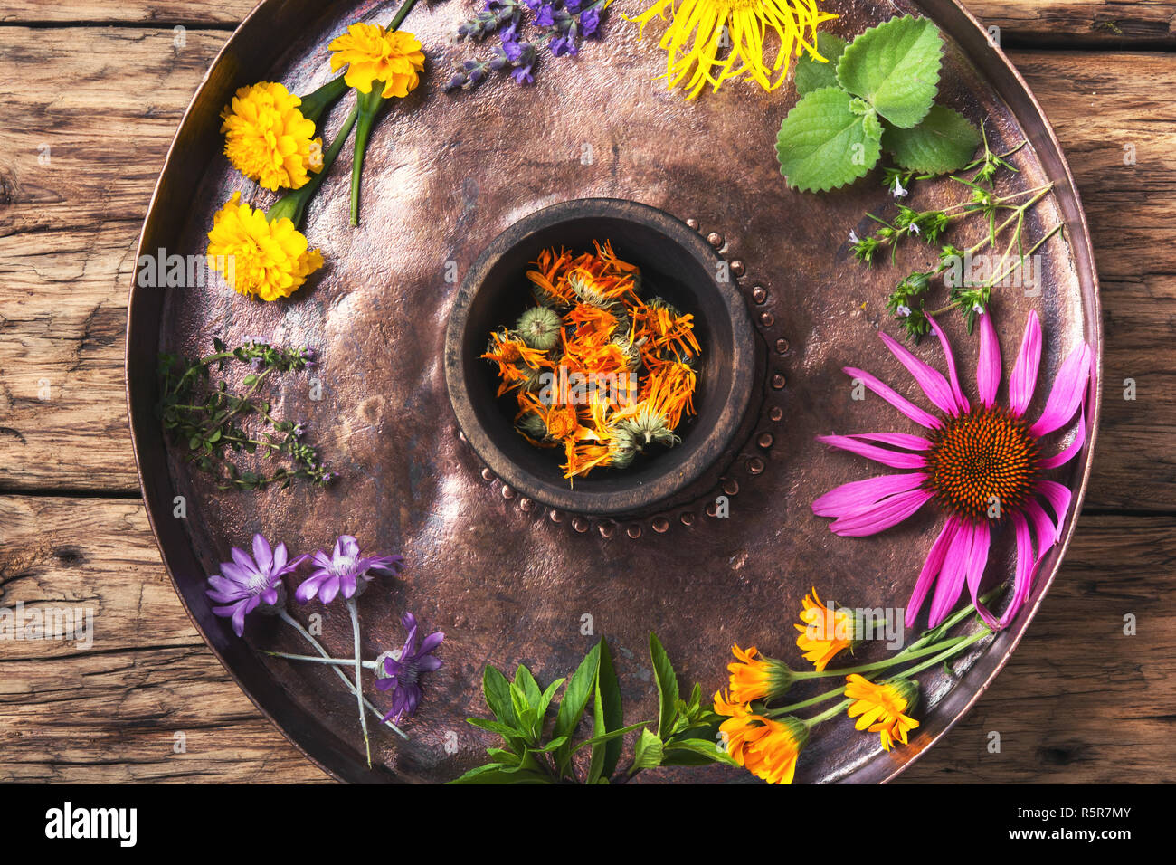 healthy herbs and flower Stock Photo - Alamy
