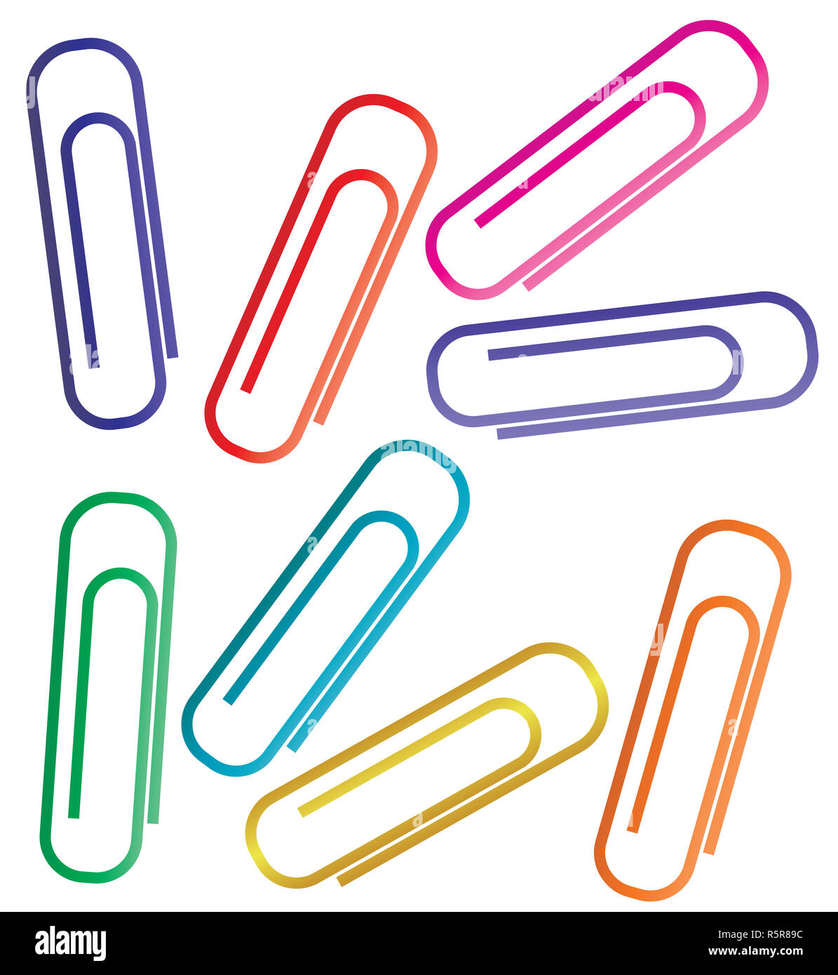 Colorful paper clips set isolated on white background Stock Photo - Alamy