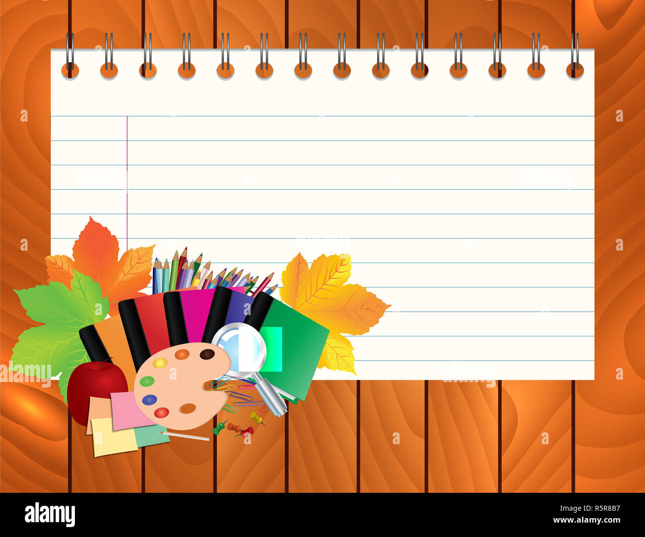 Image of empty note, card, paper, with school supplies, equipment ...