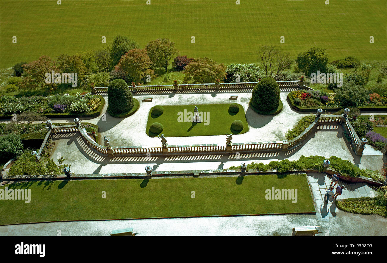 aerial view of Powis castle gardens Stock Photo - Alamy