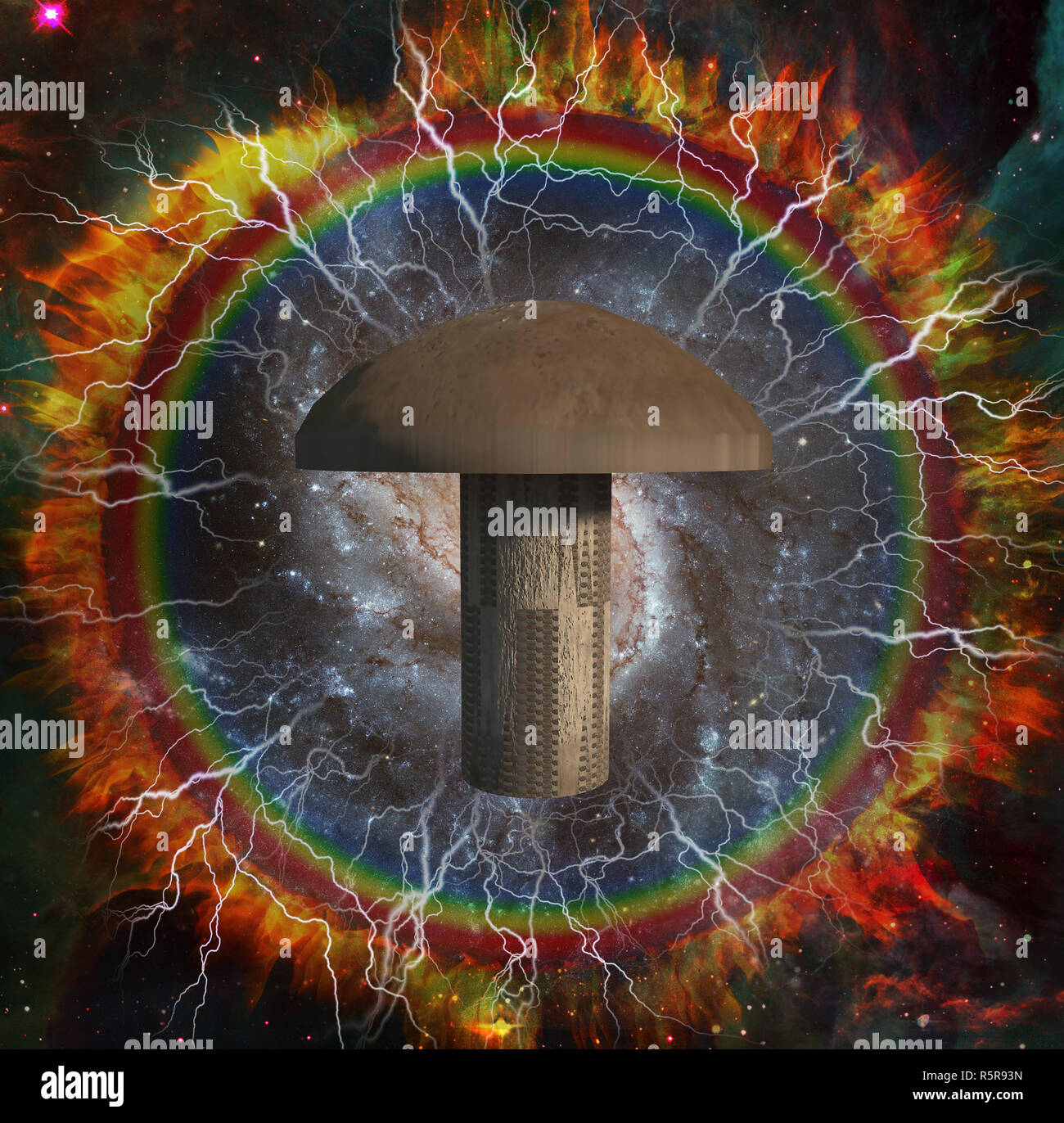 Space rivet in circle of fire. Galaxy on background Stock Photo - Alamy