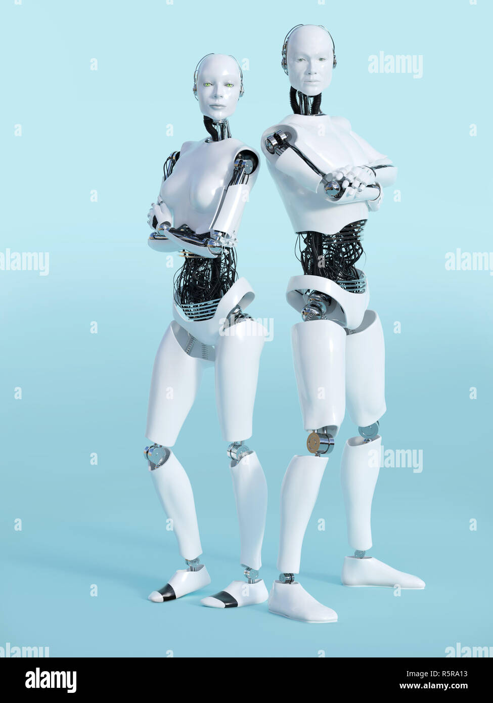 3D rendering of male and female robot nr 2 Stock Photo - Alamy