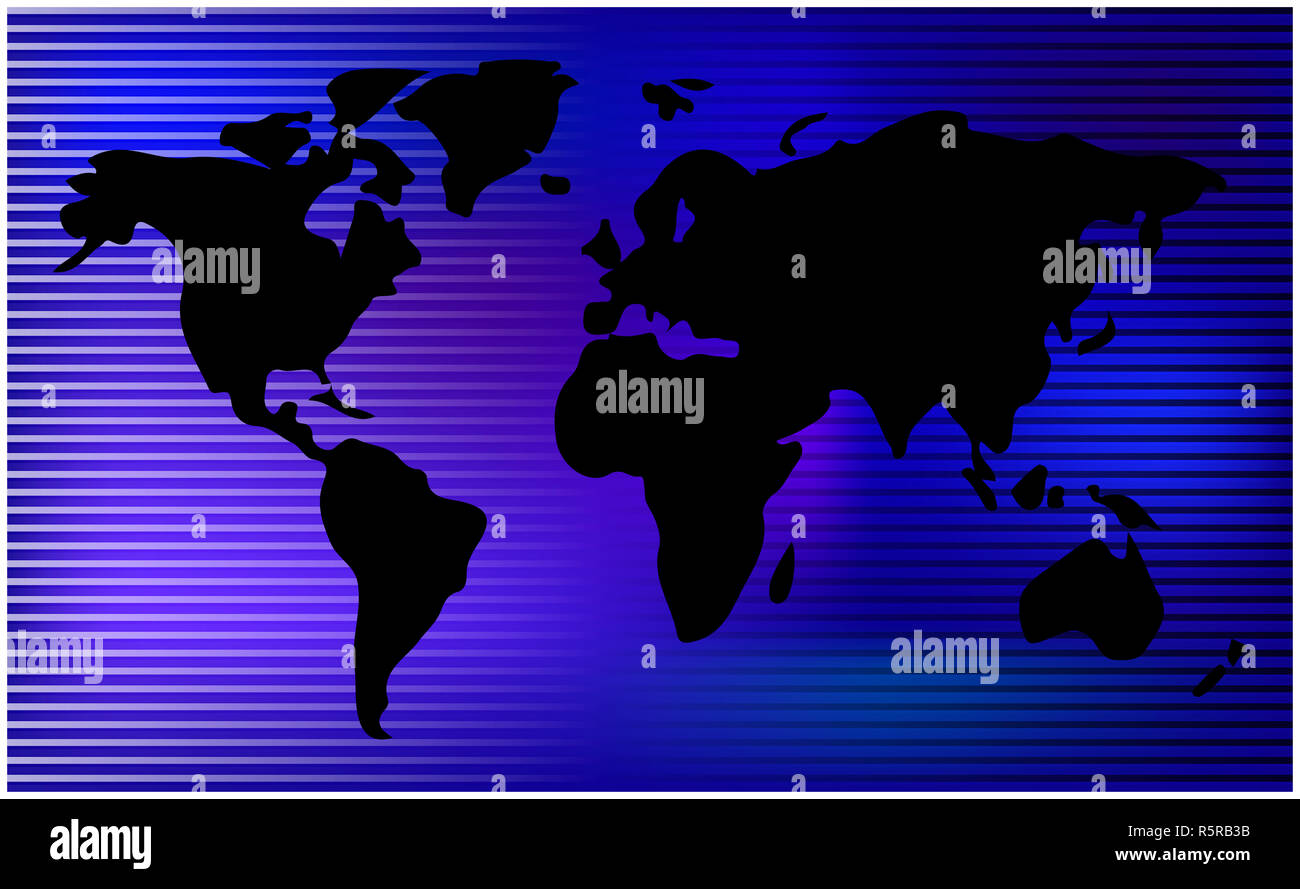 World map. horizontal stripes, bars - abstract vector background. Blue ...