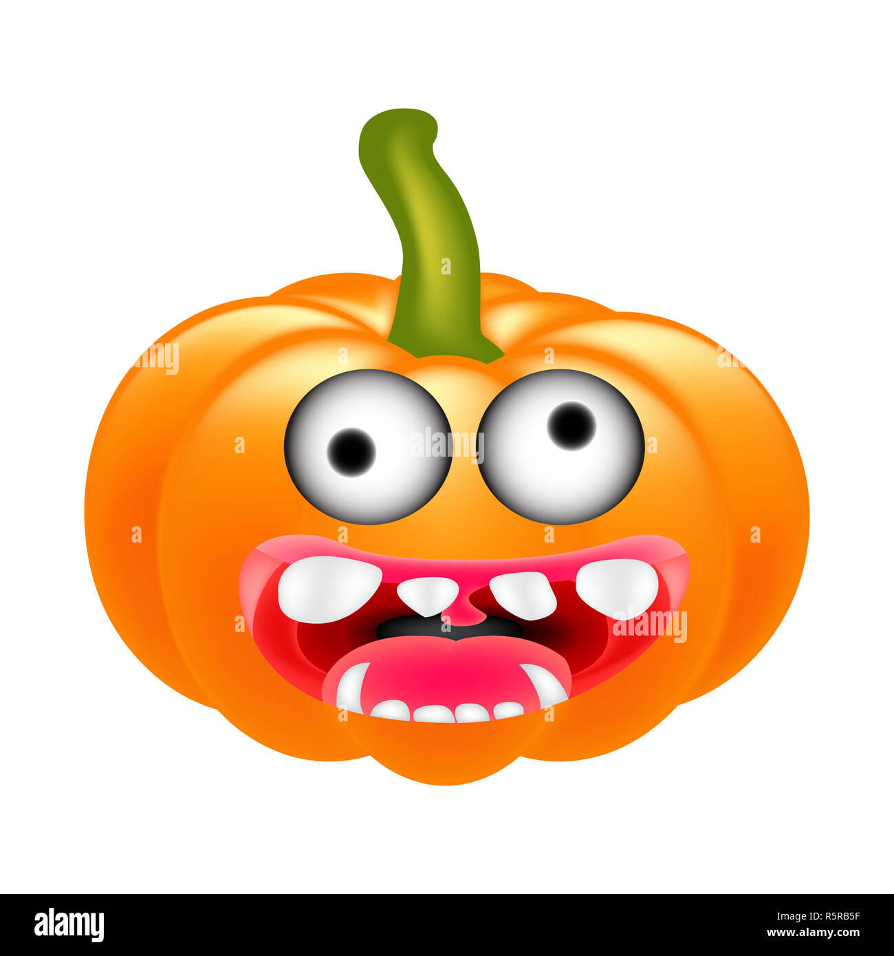 Crazy Halloween Pumpkin Cartoon Character with eyes and mouth. vector ...