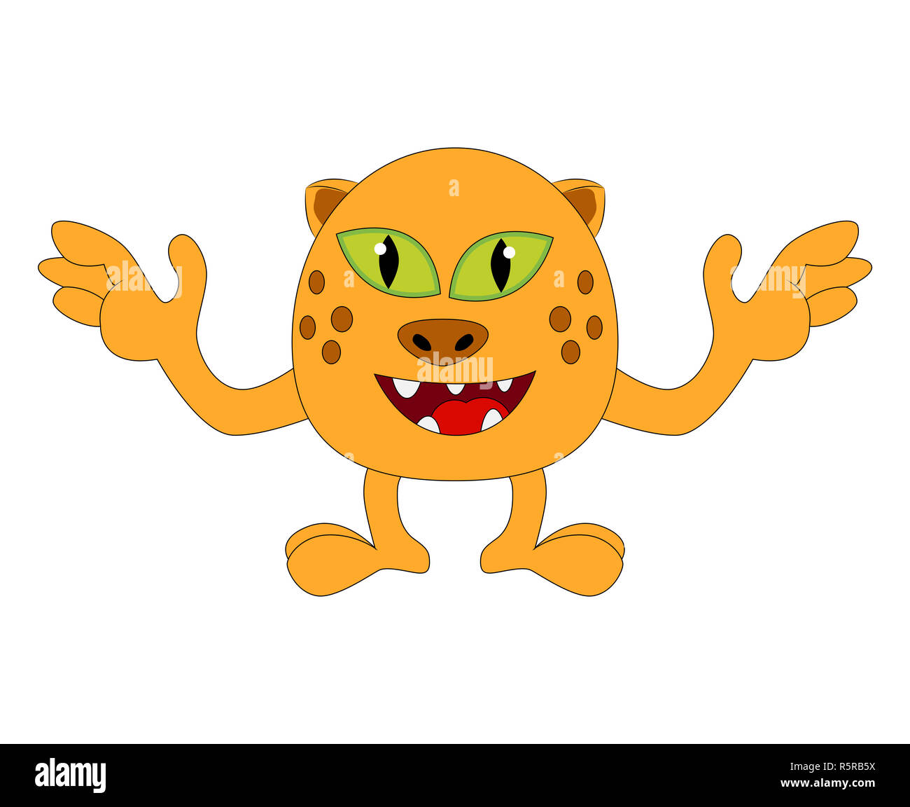 Halloween happy cartoon monster, funny, cute tiger, cat character ...