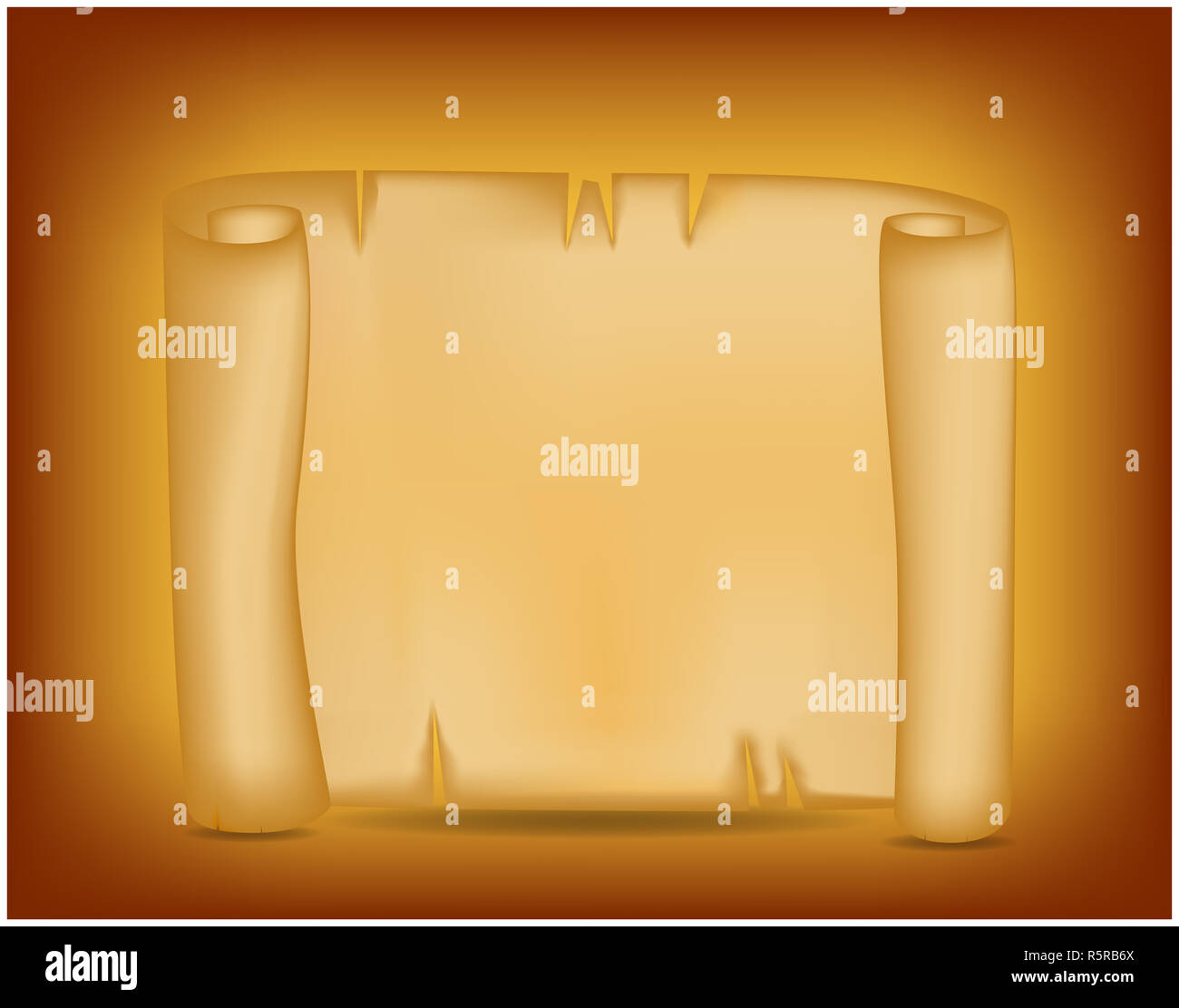 Banner, card with empty paper scroll on colorful background. Blank ...