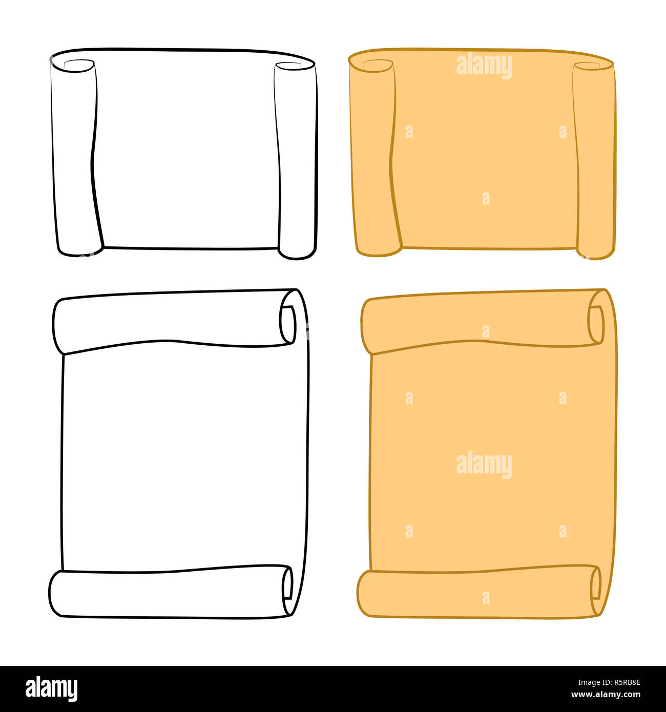 Paper scroll clipart, outline set vector isolated on white background ... Paper scroll clipart, outline set vector isolated on white background ...