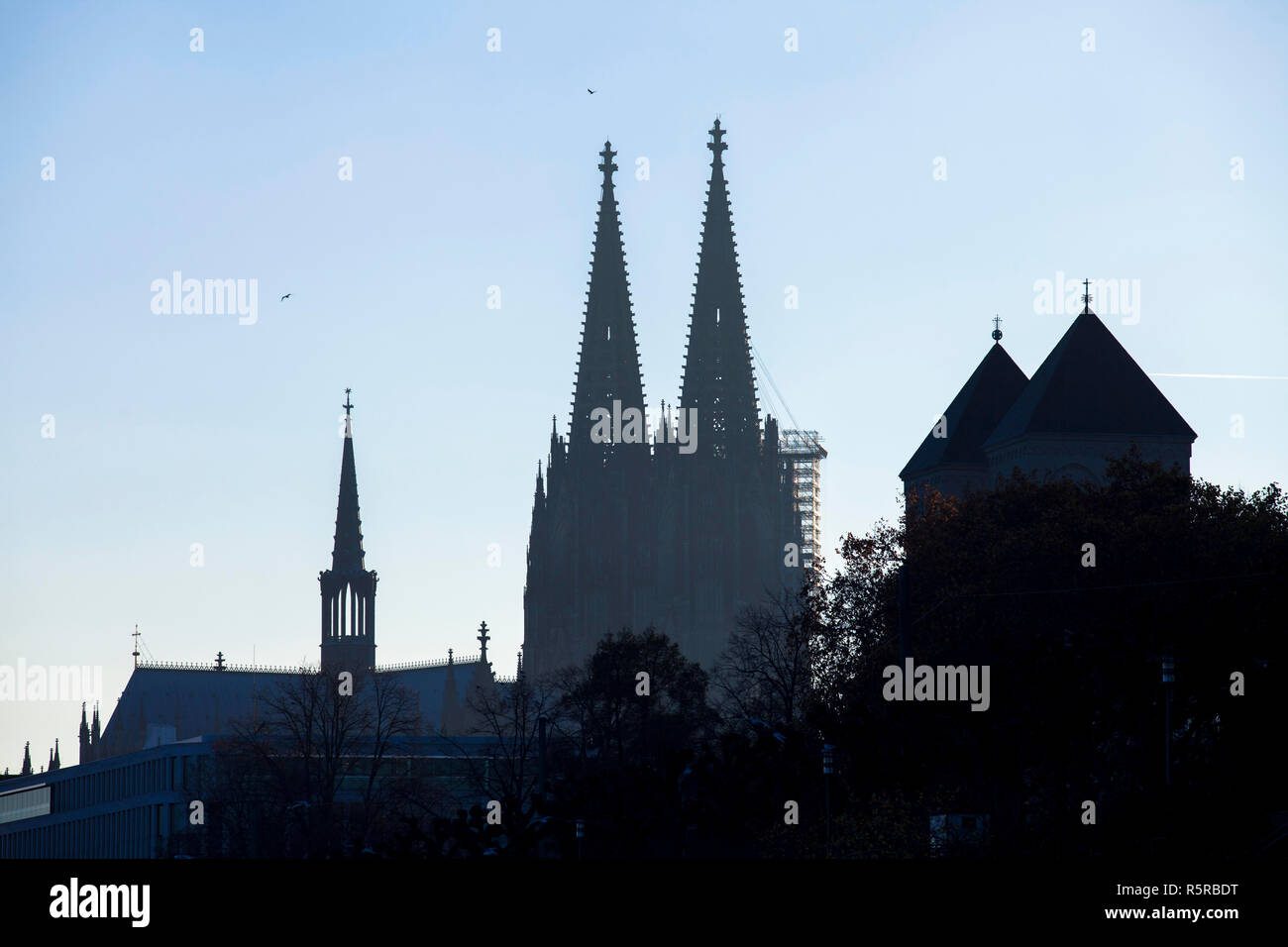 the Cathedral and the Romanesque church St. Kunibert, Cologne, Germany ...