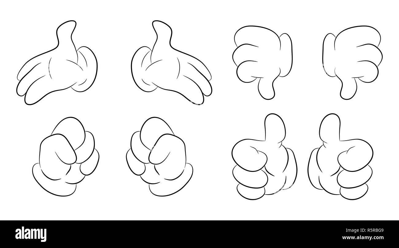 Image of cartoon human hand gesture set. Vector illustration isolated ...