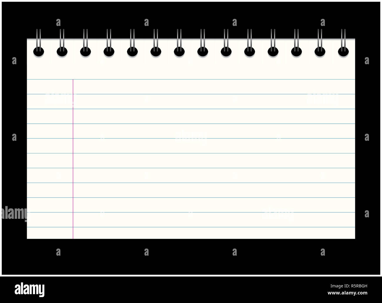 Image of empty school, office card out of the notebook, note. Cartoon ...