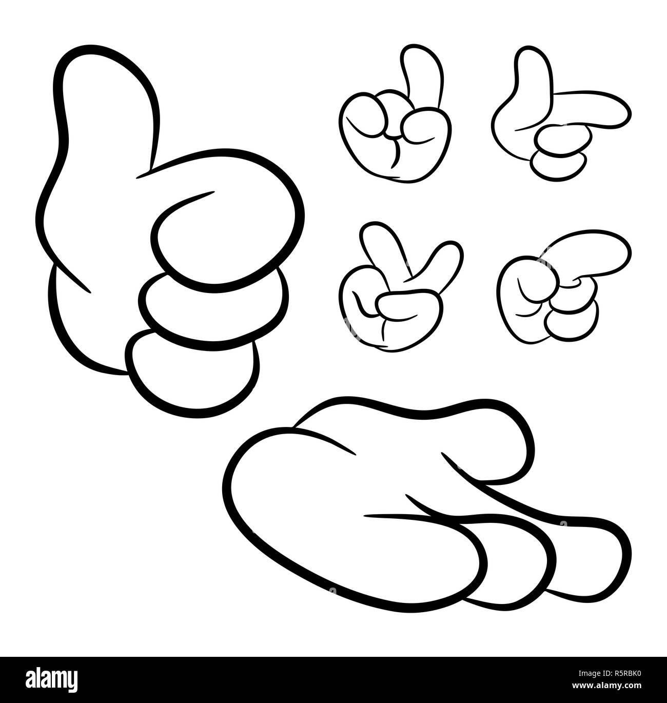 Image of cartoon human hand gesture set. Vector illustration isolated ...