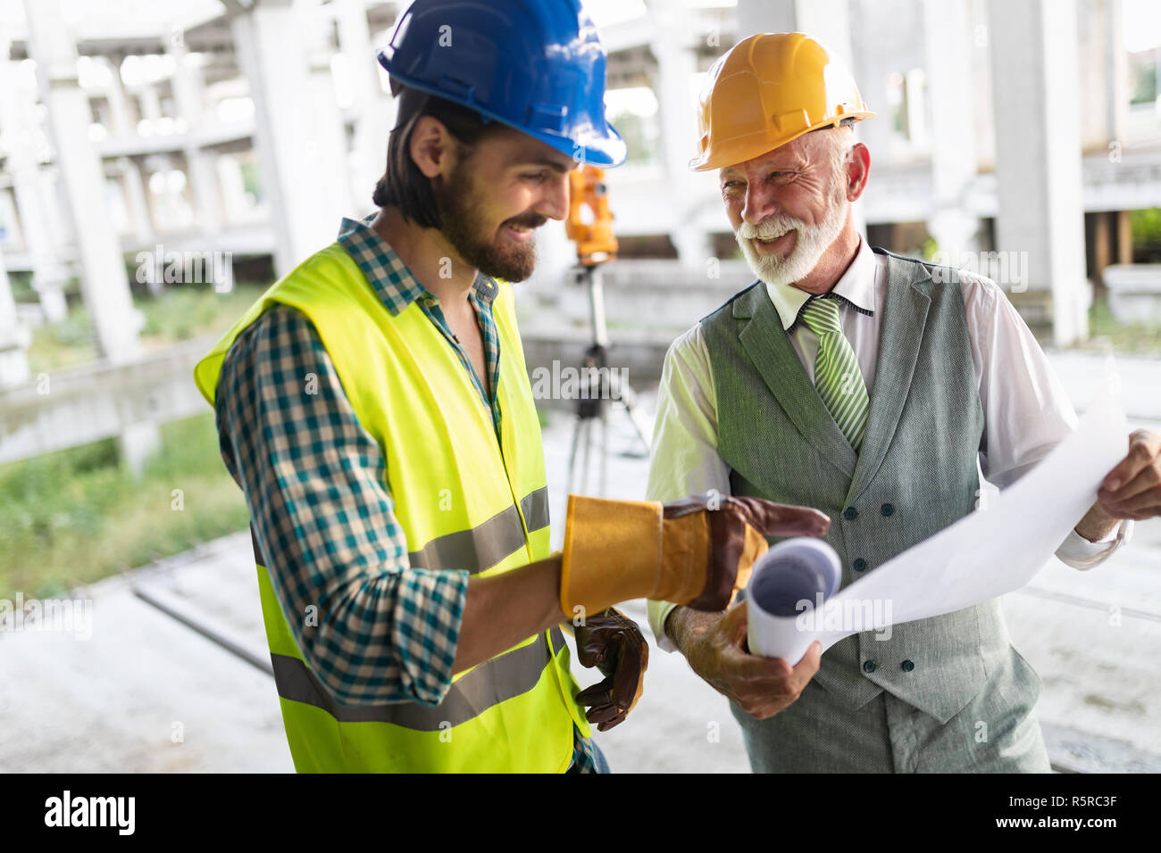 Group of construction engineer working in construction site Stock Photo ...