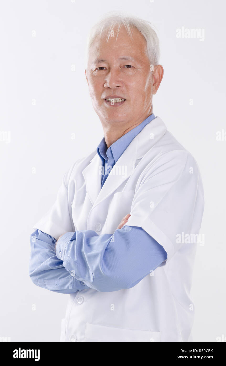 Old man in lab coat Stock Photo - Alamy