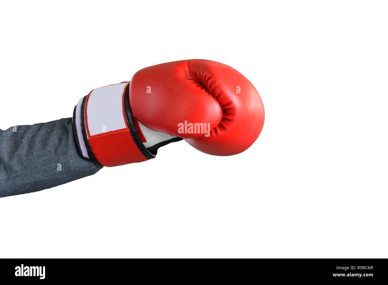 businessman hand in boxing glove isolated on white background Stock ...