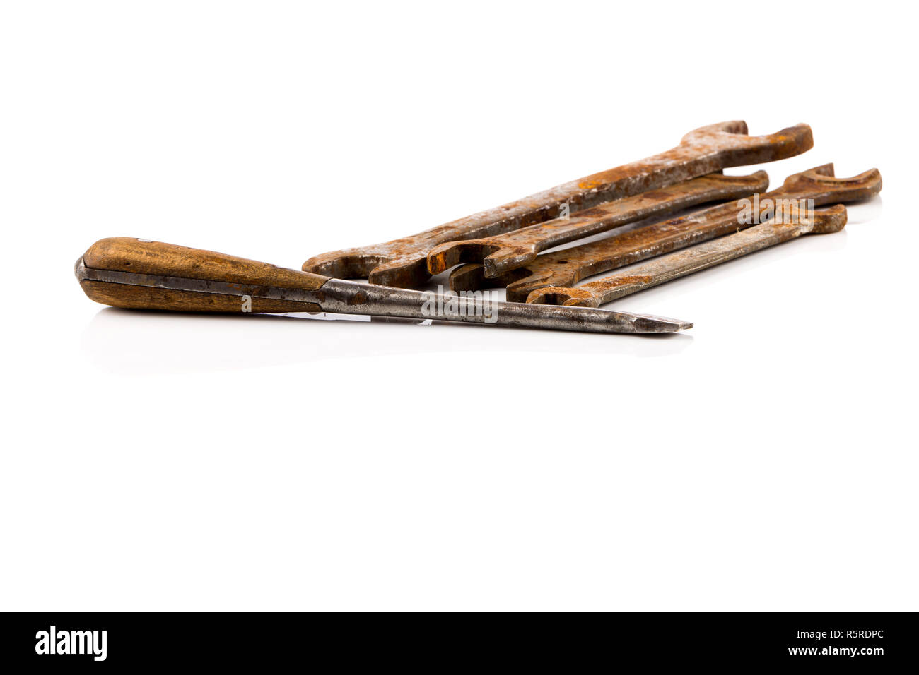 Old rusty tools isolated Stock Photo - Alamy