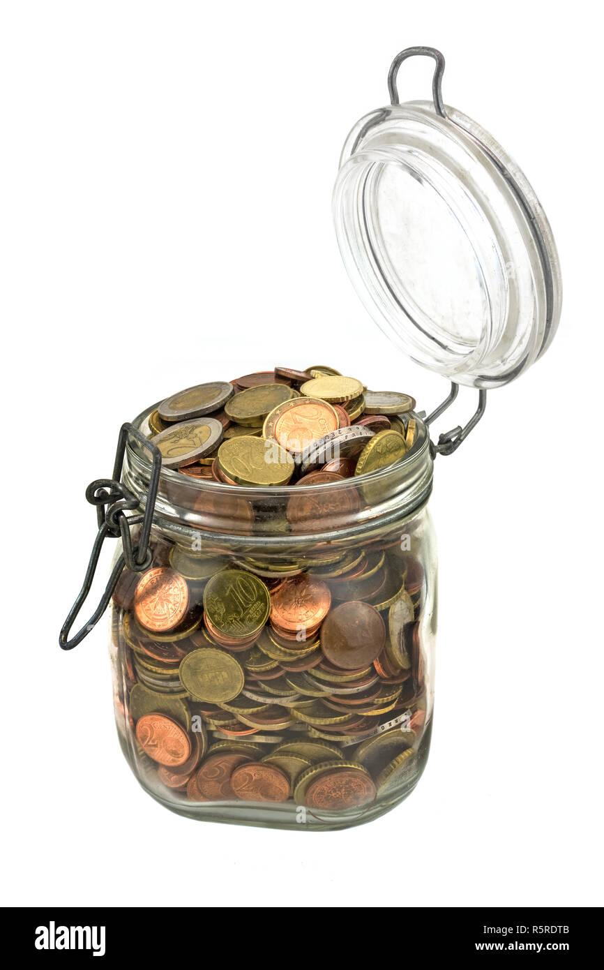 save coins in the jar Stock Photo - Alamy