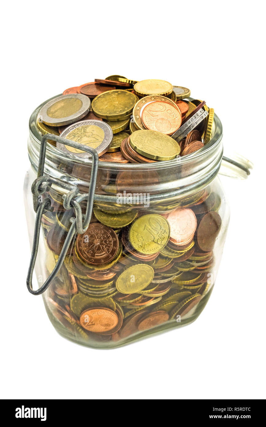 save coins in the jar Stock Photo - Alamy
