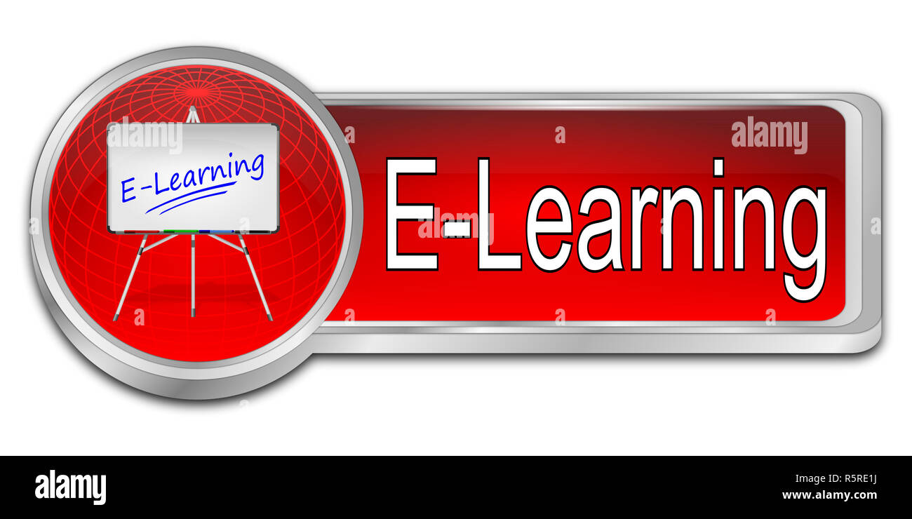 glossy red Learning Button - 3D illustration Stock Photo - Alamy