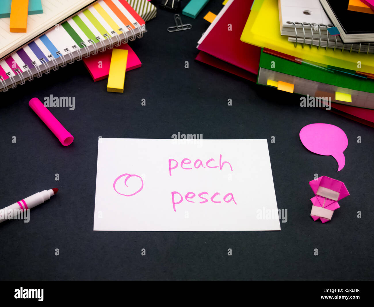 Learning New Language Making Original Flash Cards Italian Stock Photo ...