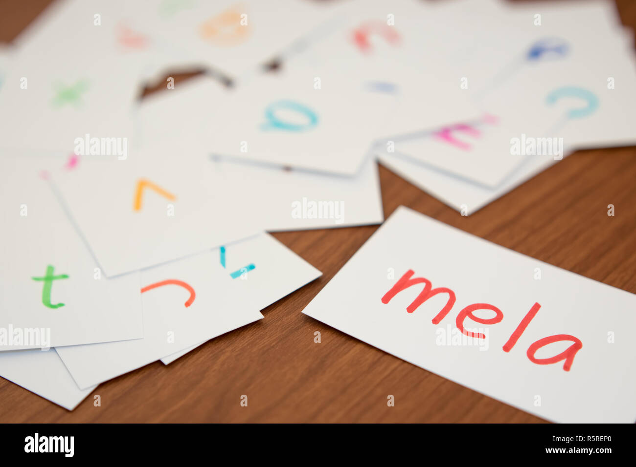 Italian Learning the New Word with the Alphabet Cards Writing APPLE ...