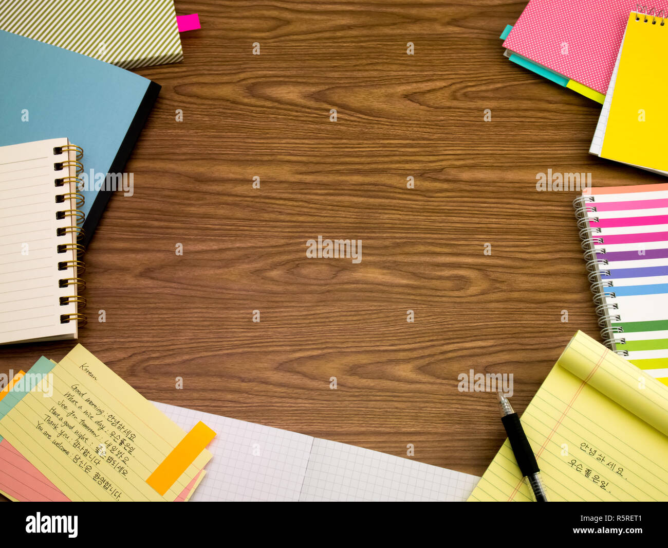 Korean Learning New Language Writing Words on the Notebook Stock Photo ...